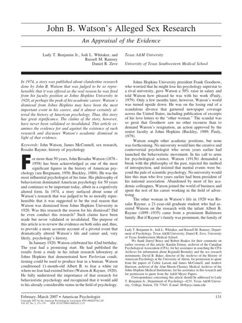 Benjamin Whitaker 2007 Alleged Sex Pdf Psychology Behavioural Sciences