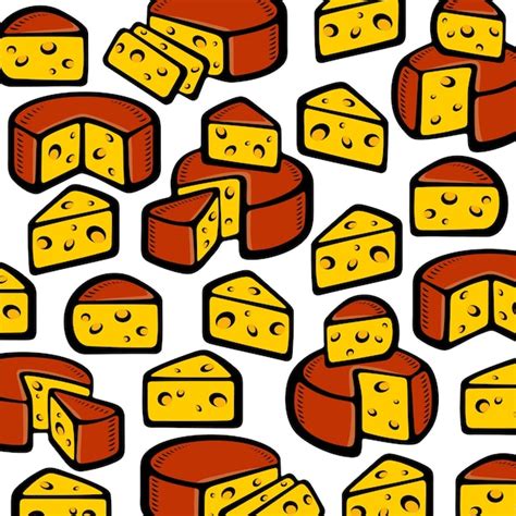 Premium Vector Cheese Pattern Background Set Collection Icon Cheese
