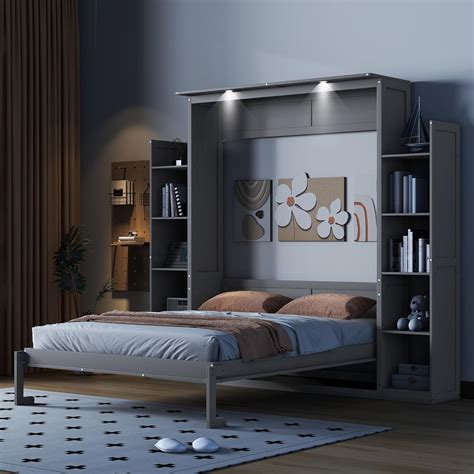 Harper And Bright Designs Gray Queen Size Murphy Bed With