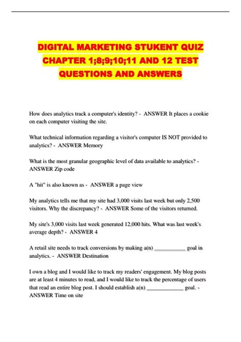 Digital Marketing Stukent Quiz Chapter 1891011 And 12 Test