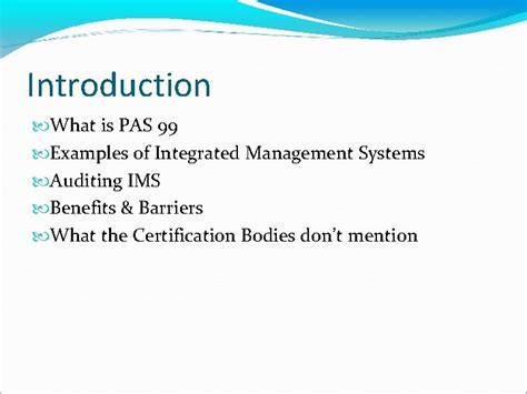 Integrated Management Framework Introduction What Is Pas 99