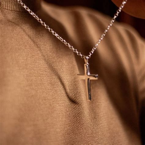 Mens Heavy Sterling Silver Cross Necklace Premium Craftsmanship