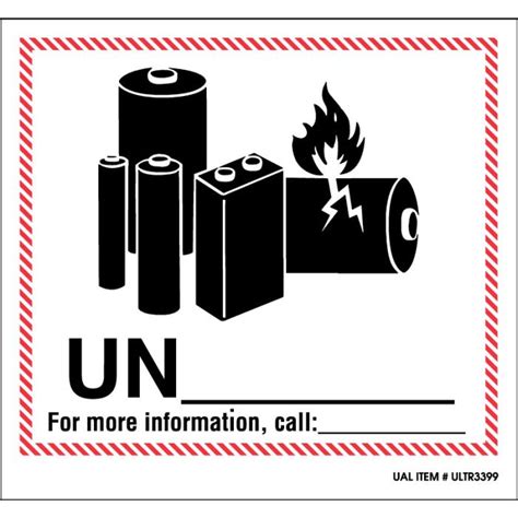 Lithium Battery Shipping Label Blank Un 4 5 8 X 5 United Ad Label