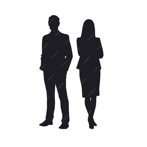 Business Man And Business Woman Silhouette Premium Vector