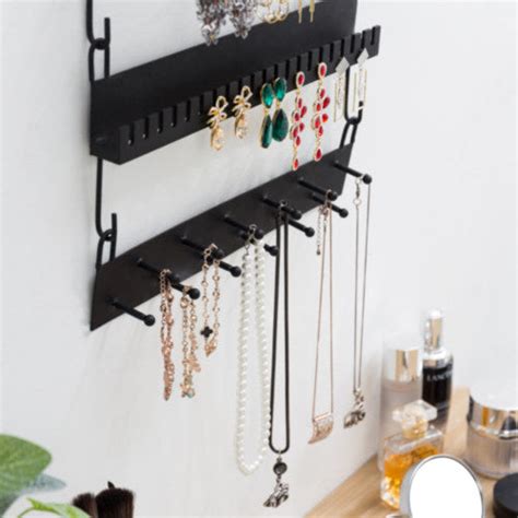 Black Metal Wall Mounted Jewelry Rack Myt
