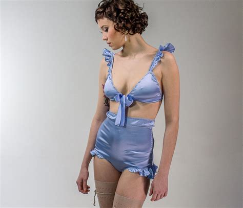 Venus Silk Satin Super High Waisted Panties With Frills Etsy