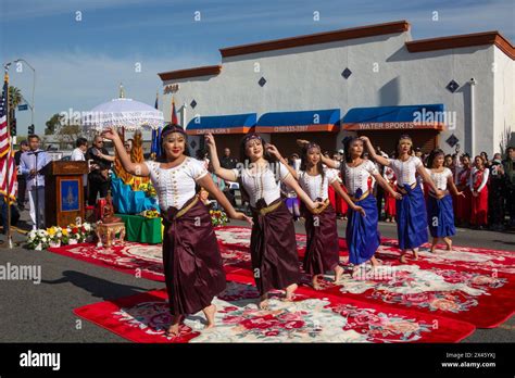Apsara Dancers At The Cambodian New Year Parade And Festival 2024 In