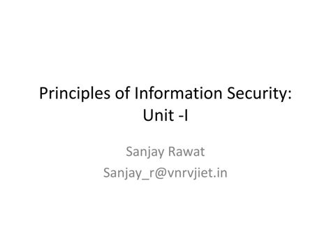 PPT Principles Of Information Security Unit I PowerPoint