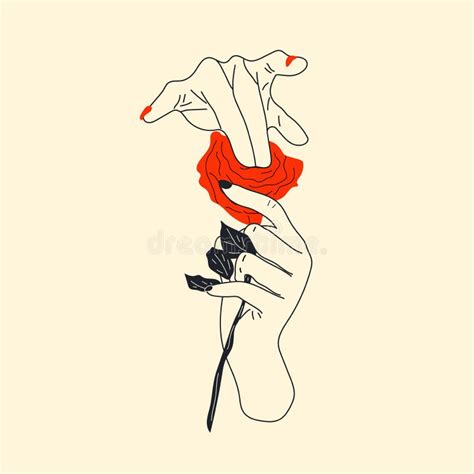 sexual hand gesture hand and rose simulating intercourse and sex stock vector illustration