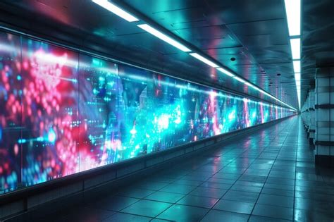 Estação de metrô futurista exibição holográfica Foto Premium