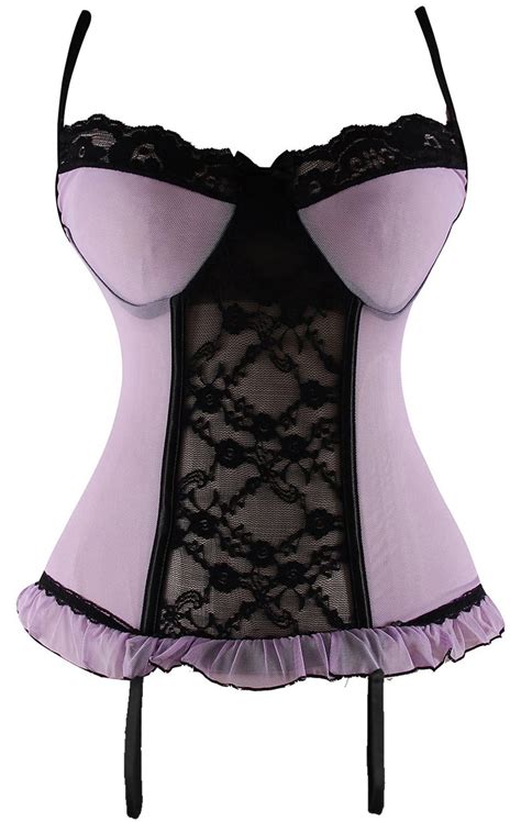 Fancy Light Purple Lace Spaghetti Straps Bustier N10008