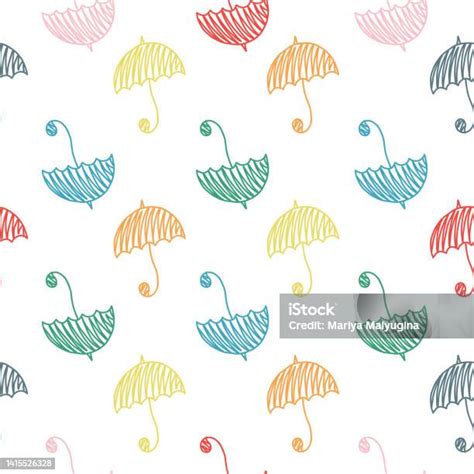 화려한 우산이있는 가을 이음새가 없는 패턴 손으로 그린 우산 0명에 대한 스톡 벡터 아트 및 기타 이미지 0명 가을 건강관리와 의술 Istock