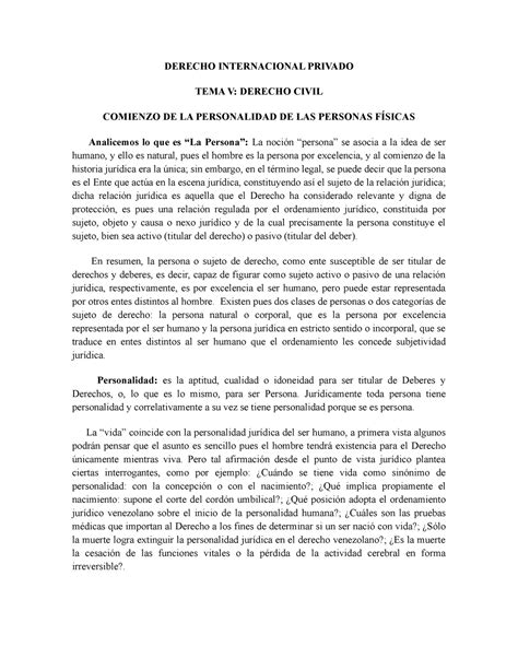 Tema V Dipriv Indformacion Derecho Internacional Privado Tema V