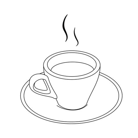 Ligne Dillustration Dessinant Une Tasse De Café Ou De Thé Fraîche Et