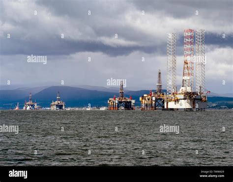 Oil Rigs And Drilling Platforms In The Cromarty Firth Ross And