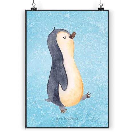 Mr And Mrs Panda Poster Din A5 Pinguin Marschierend Eisblau