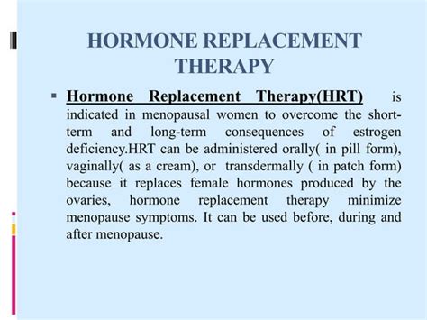 Hormonal Replacement Therapy Ppt