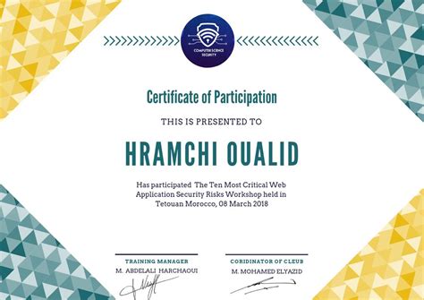 Oualid Hramchi On Linkedin Certificate Of Participation In The Ten Most Critical Web Application