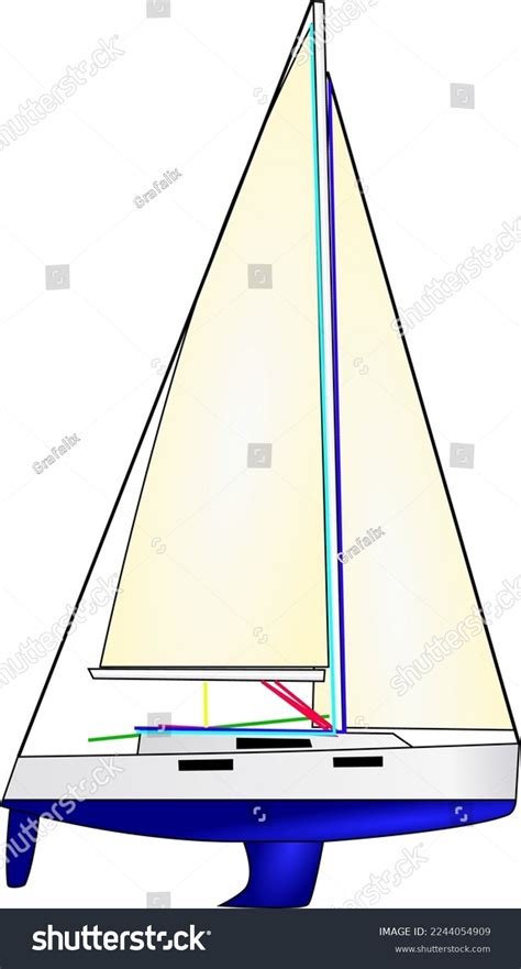 Sloop Sailing Ship Full Sails Rigging Stock Vector Royalty Free 2244054909 Shutterstock