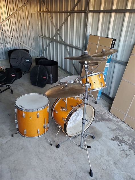 Ludwig 4 Piece Drum Set 1960s Gold Sparkle Reverb