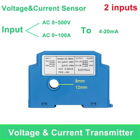 Ac Voltage And Current Transmitter Ac 0 100a To 4 20ma Current Transformer Ac500v Voltage Sensor