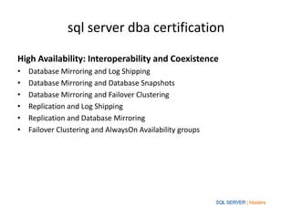 Sql Server Dba Certification PPT