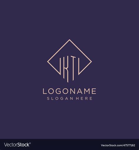 Initials Kt Logo Monogram With Rectangle Style Vector Image