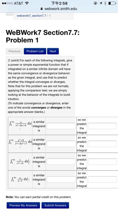 solved for each of the following integrals give a power or