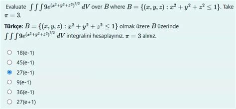 Solved Evaluate ∭9e X2 Y2 Z2 3 2dv Over B Where