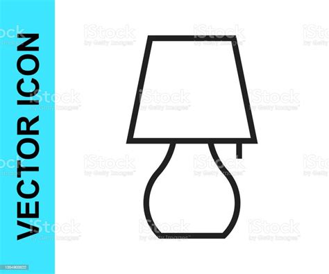 흰색 배경에 격리된 블랙 라인 테이블 램프 아이콘입니다 야간 조명 벡터 0명에 대한 스톡 벡터 아트 및 기타 이미지 0명 가구 가정 생활 Istock
