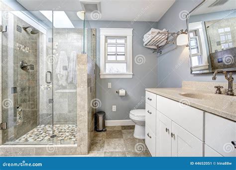 Modern Bathroom Interior With Glass Door Shower Stock Image Image Of