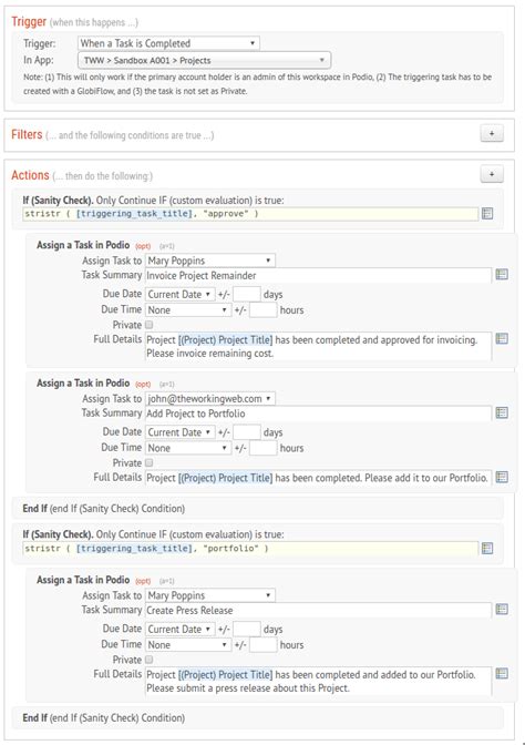 Triggering Workflows When Tasks Are Completed In Podio