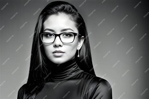 Premium Ai Image Portrait Of A Beautiful Asian Woman In Glasses