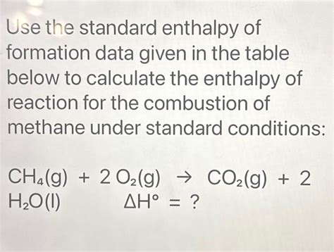 Solved Use The Standard Enthalpy Of Formation Data Given In