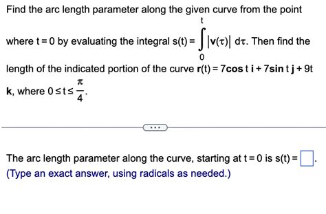 Solved Find The Arc Length Parameter Along The Curve From