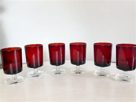 Ruby Red Luminarc Shot Glasses 1 Oz Sold In Sets Of 6 Or 4 Etsy