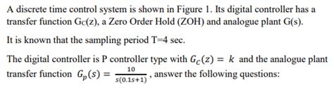 Solved R K Gc ZOH C K G S T S Figure A Discrete Chegg Com