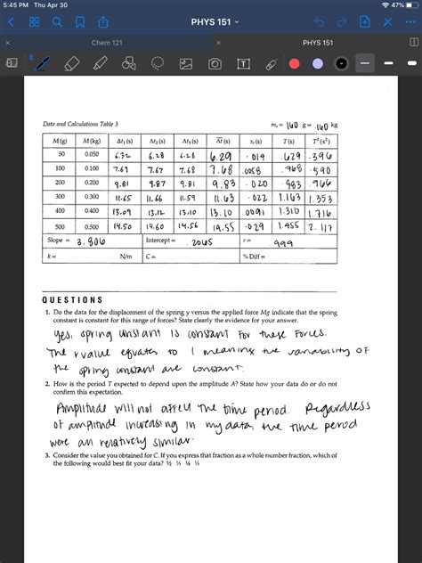 545 Pm Thu Apr 30 47 Phys 151 Chem 121 Phys 151 A 2