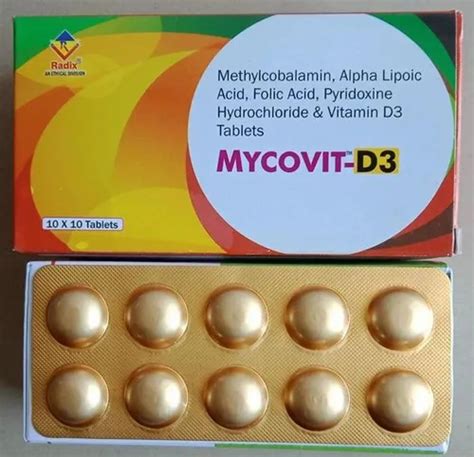 Methylcobalamin 1500 Mcg Alpha Lipoic Acid 100 Mg Folic Acid 1 5 Mg Pyridoxine 3 Mg Vit D3 1000