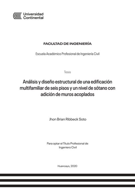 Pdf Análisis Y Diseño Estructural De Una Edificación Multifamiliar De