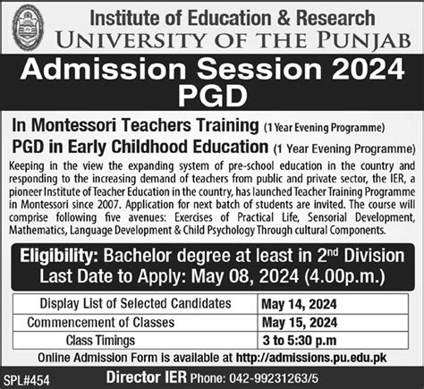 University Of The Punjab Lahore Admissions In Nawaiwaqt Newspaper