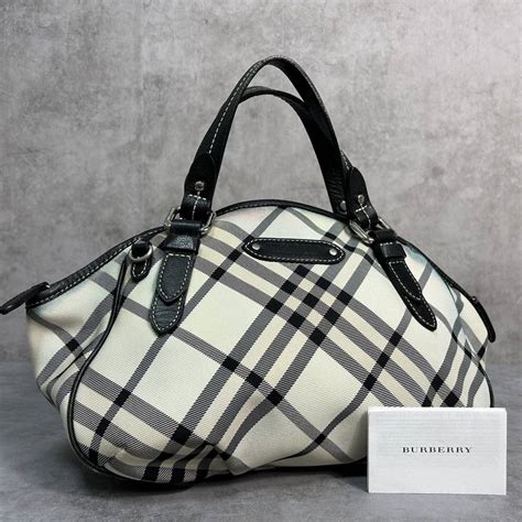 【やや傷や汚れあり】burberry Blue Label バーバリーブルーレーベル ノバチェック ナイロン レザー 本革 ハンドバッグ ミニ