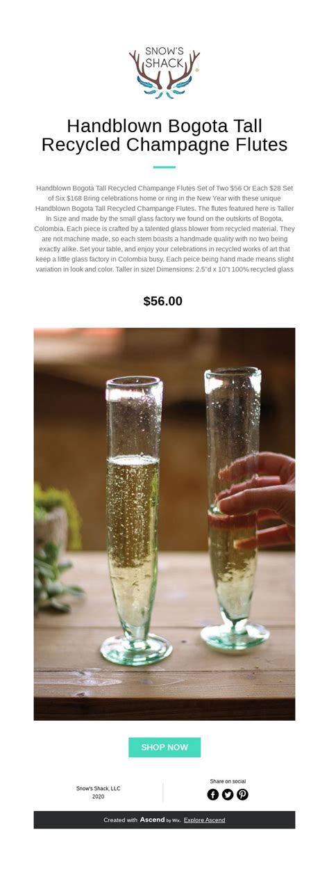 Handblown Bogota Tall Recycled Champagne Flutes Champagne Flutes