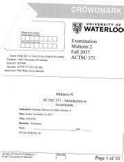 Actsc Exam Solution Pdf UNIVERSITY OF WATE R LOO Please Print In Pen Waterloo Babe ID