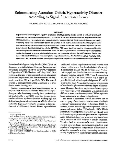 Pdf Reformulating Attention Deficithyperactivity Disorder According