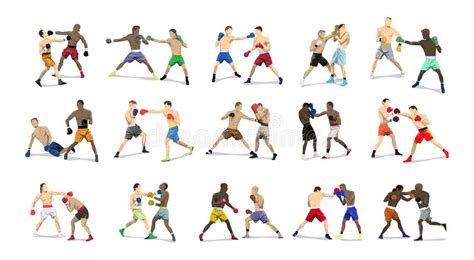 Martial Arts Fighters Performing Different Technique Kicks Set Of Asian