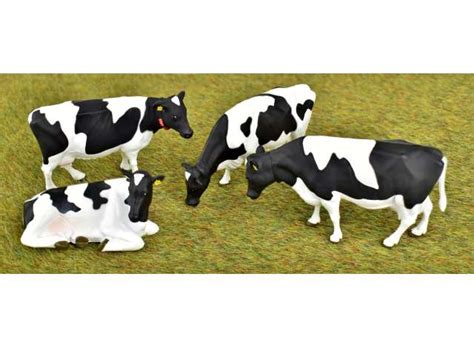 Holstein Friesian Cattle Set Of 4 Cows Detailed 4 Piece Cow Set With