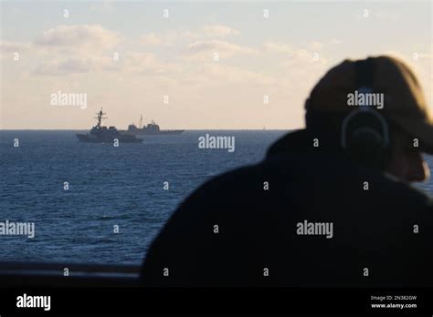 ATLANTIC OCEAN Feb 4 2023 Seaman Rafael Mendez Stands Watch Aboard