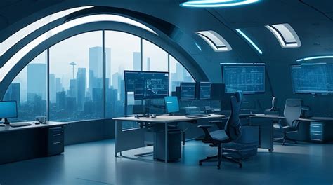 Premium Ai Image Cybersecurity Oasis Explore A Futuristic Office