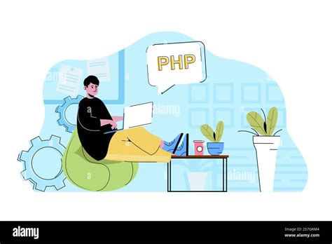 software development concept programmer writes code develops programs